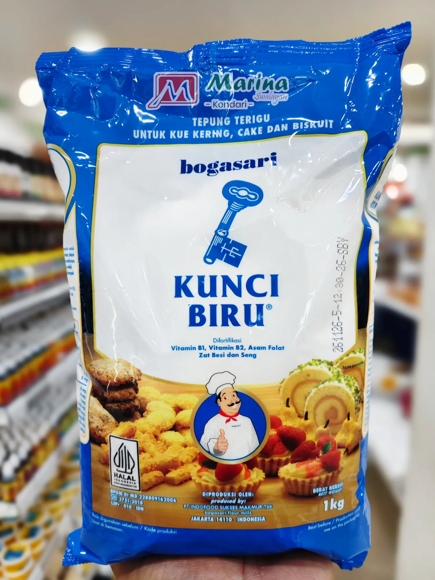 Bogasari Kunci Biru Premium 1kg - Marina Swalayan